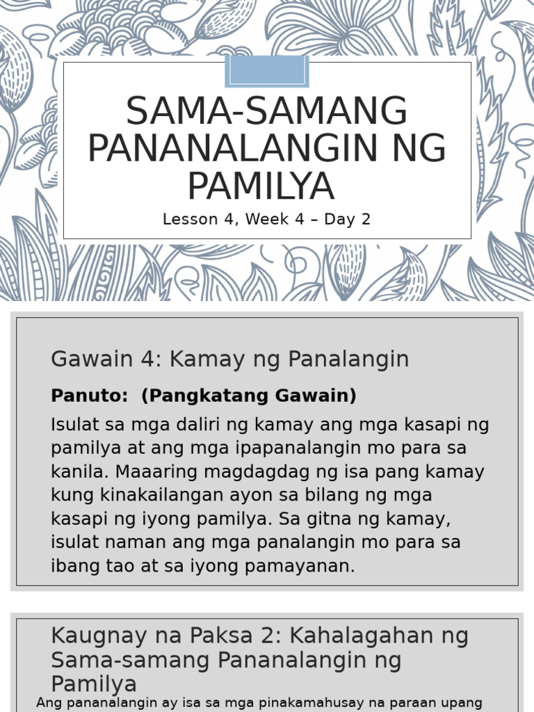 Sama Samang Pananalangin NG Pamilya L4W4 Day 2 | PDF
