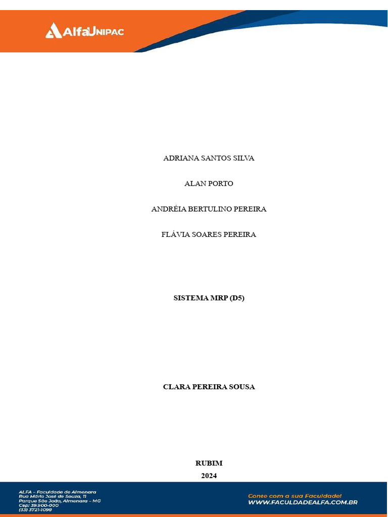 ATIVIDADE 4 SISTEMA MRP (D5) | PDF | Despesa | Business