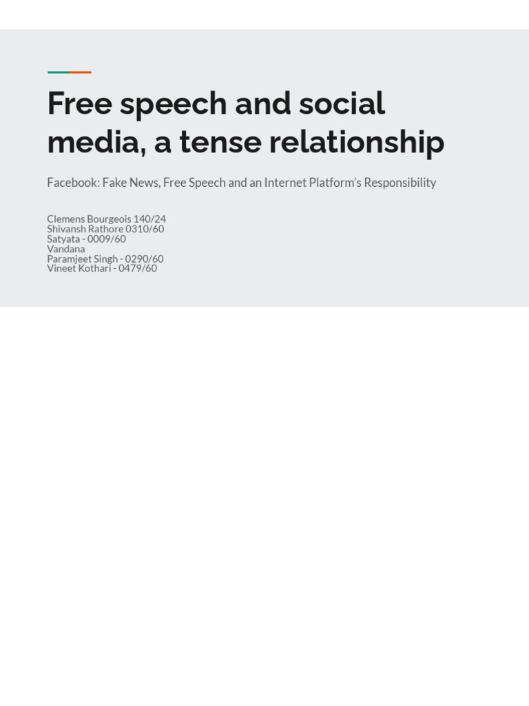 Free Speech and Social Media, A Tense Relationship | PDF | Social Media ...