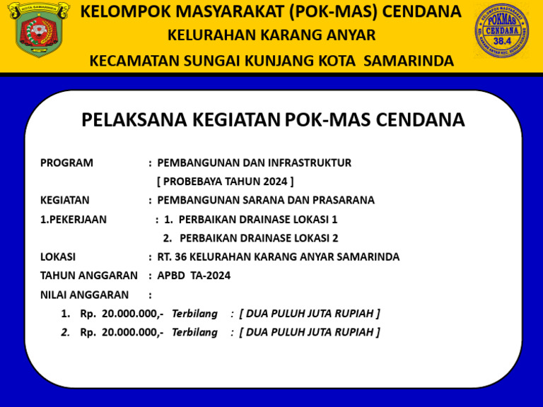Spanduk Infrastruktur Pok-Mas - Cendana Rt. 36-2024 | PDF | Pengelolaan Keuangan & Uang