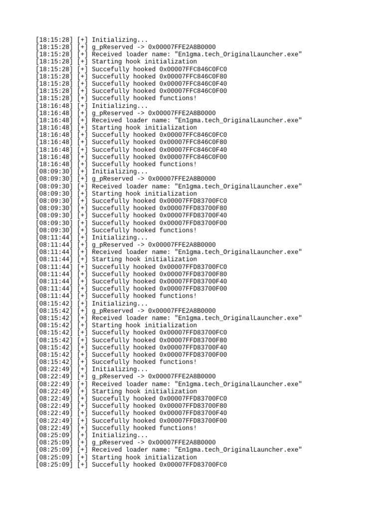 Hook Initialization Log for En1gma.tech | PDF | Computers