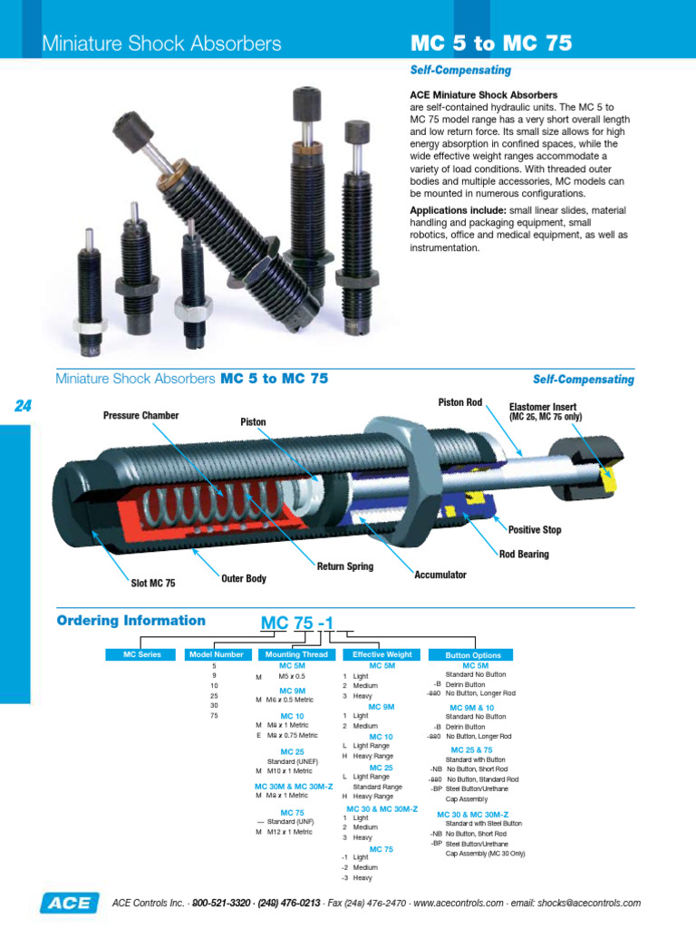 ACE CONTROLS Industrial Shocks | PDF | Piston | Actuator