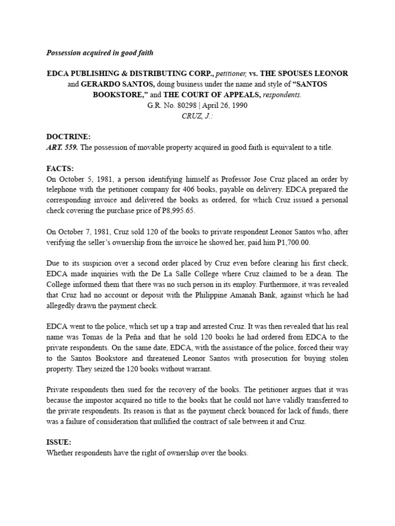 EDCA Publishing vs. Santos | PDF | Prices | Payments