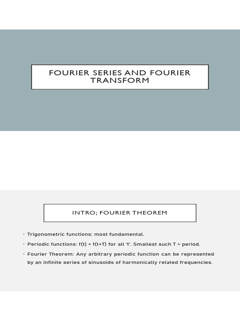 Fourier Series and Fourier Transform - Fourier Transform (Chap 7) | PDF ...