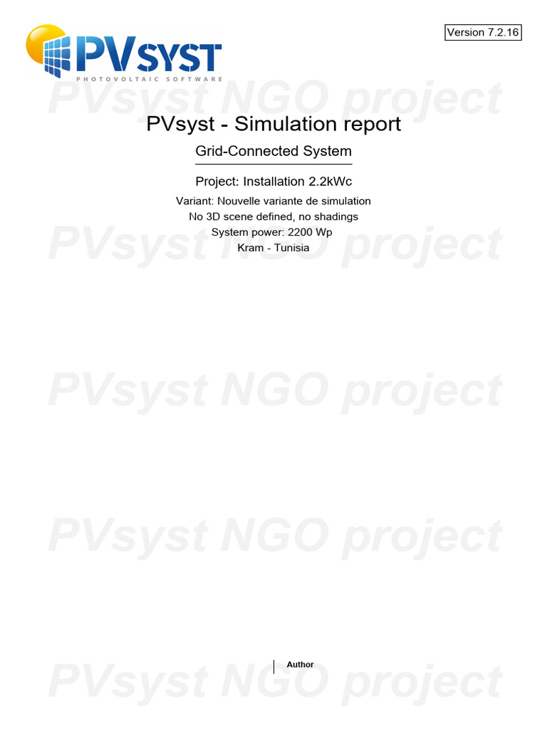 PVsyst Simulation Report for 2.2kW System | PDF | Photovoltaics | Solar ...
