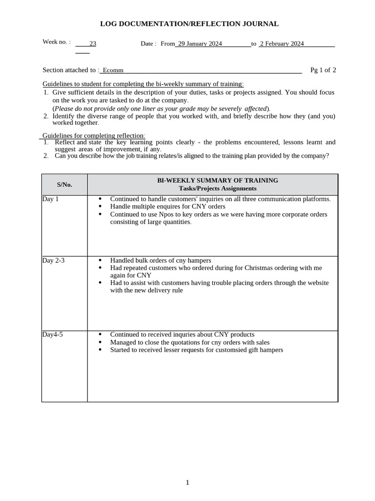 ITP - Log and Reflection - Documentation - ITP - Bi-Weekly From Week 23 ...