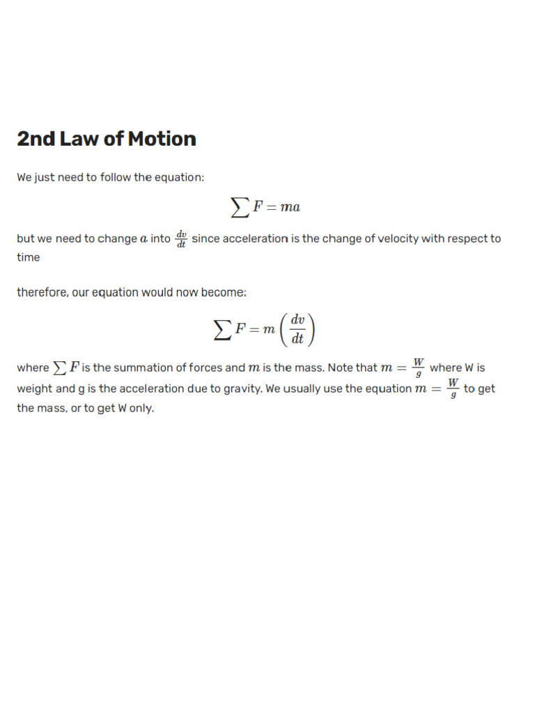 De Solving Sample Problems and Solvingfor 2ND Law of Motions | PDF