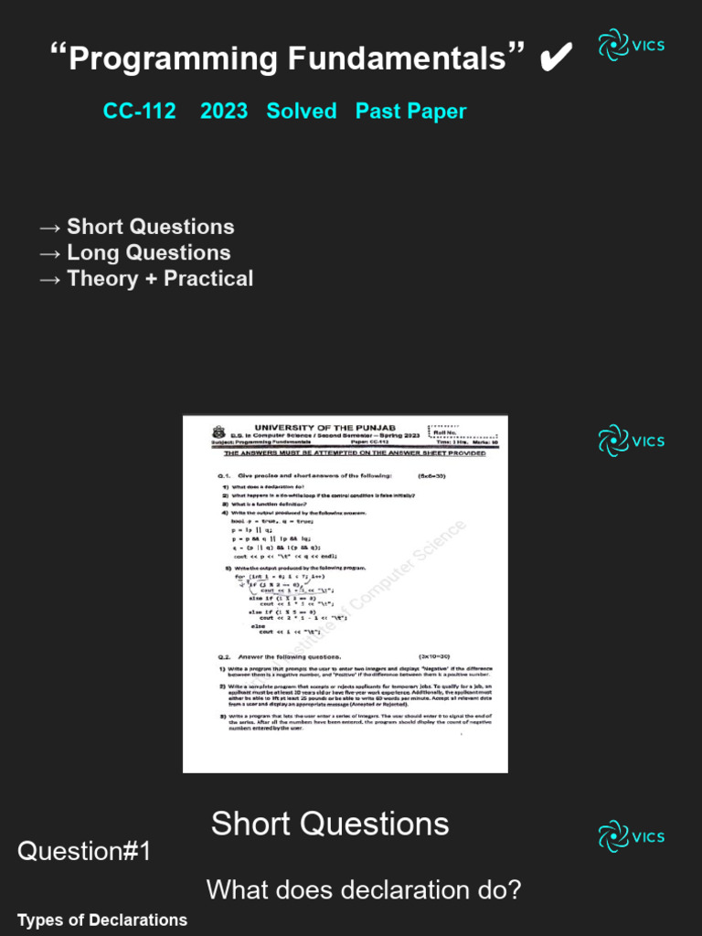 Bscs CC - 112 PF 2023 Solved PP | PDF