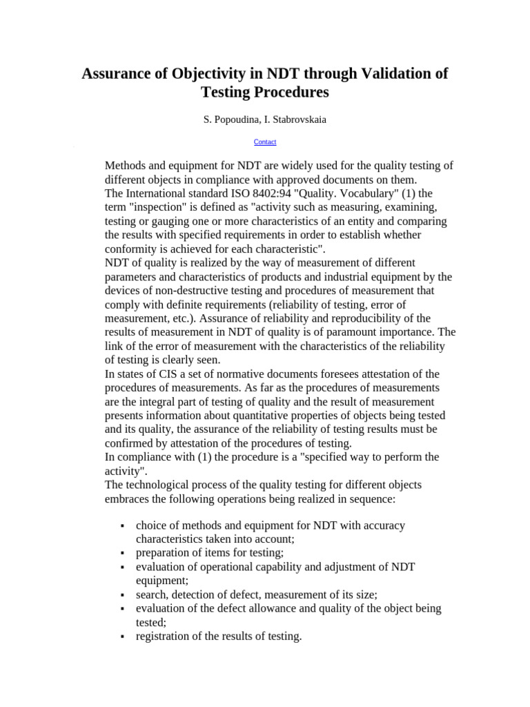 Validating NDT Testing Procedures | PDF | Nondestructive Testing ...