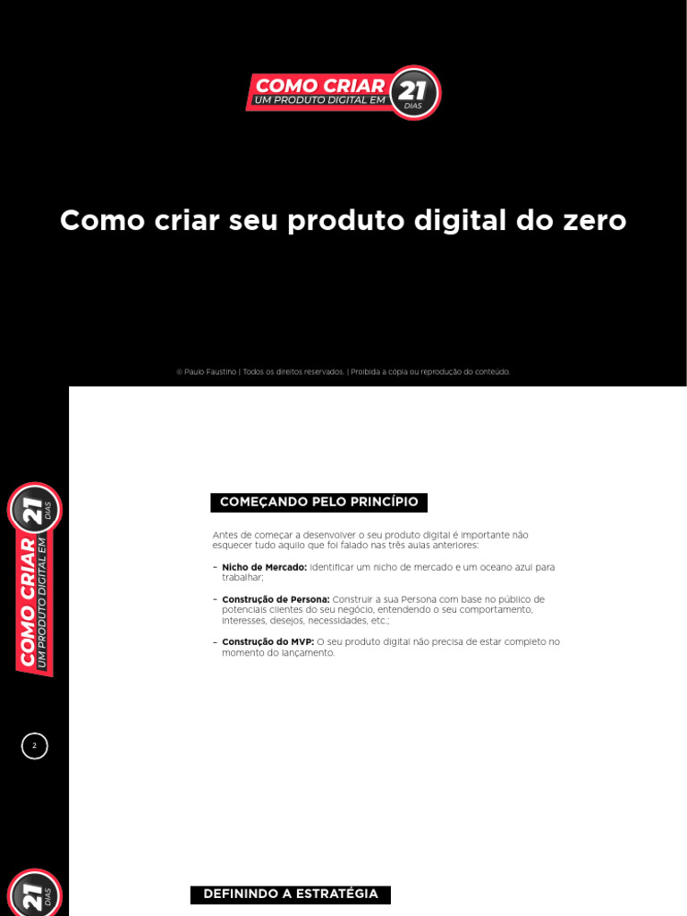 Desafio 21 Dias - Aula 4 - Como criar um produto digital do zero | PDF | Marketing | Facebook
