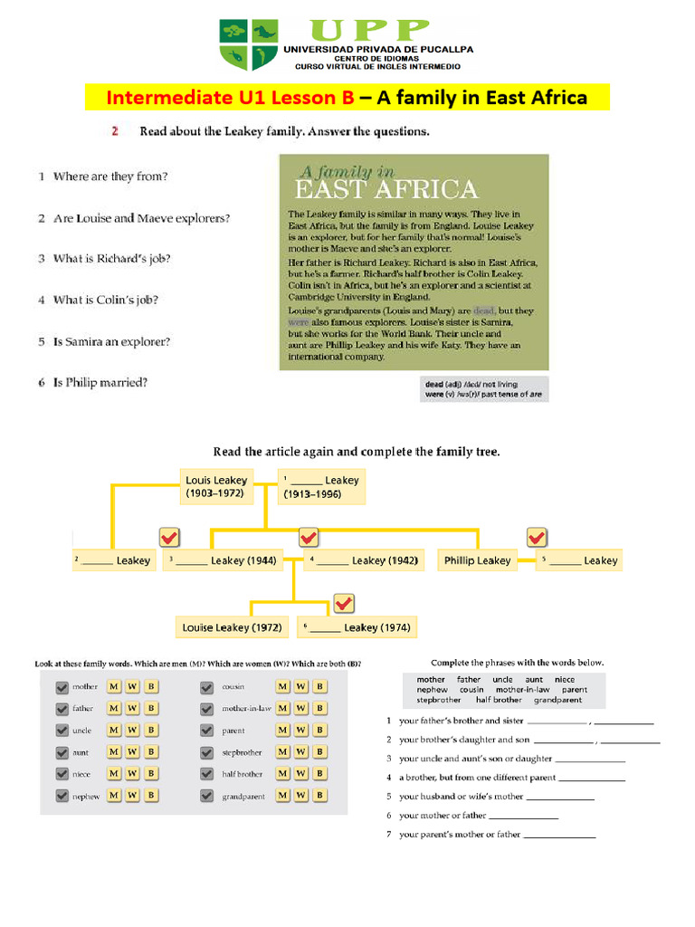 INTERMEDIATE U1 LESSON B | PDF