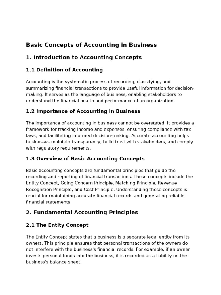 Basic Concepts of Accounting in Business | PDF | Expense | Financial ...