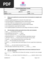 Tenses Worksheet Class 10 CBSE | PDF