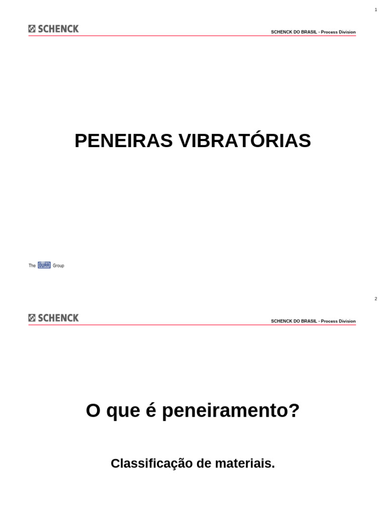 Peneiras Vibratórias Schenck: Modelos e Vantagens | PDF | Movimento ...