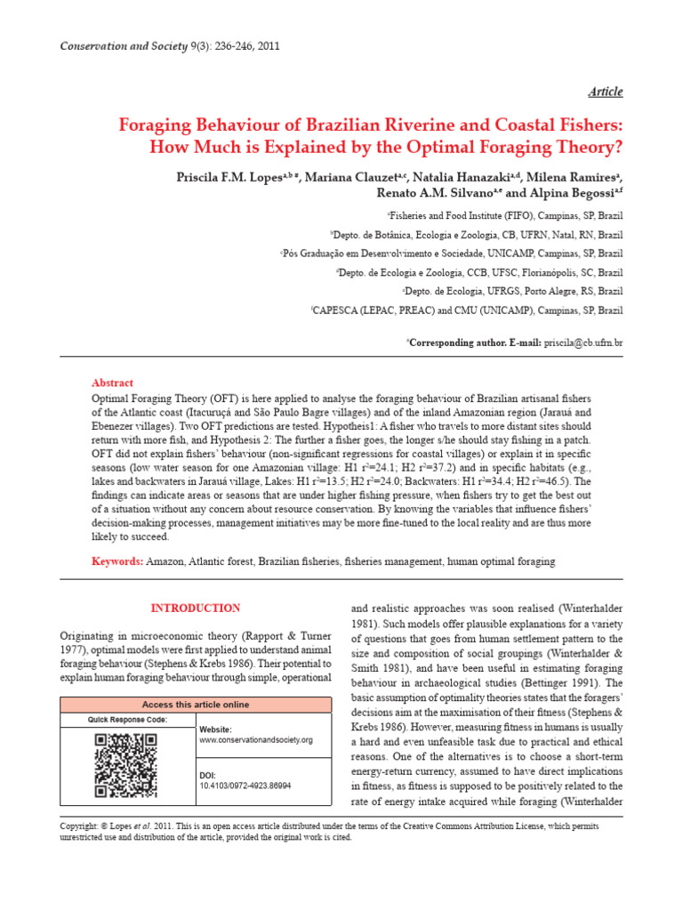 Foraging Behaviour of Brazilian Riverine and.6 | PDF | Foraging ...