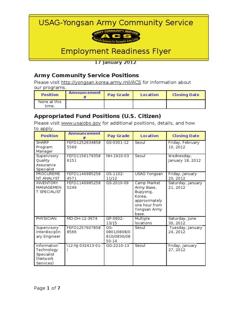01.17.12 ACS Employment Readiness Flyer | PDF | Volunteering | Websites
