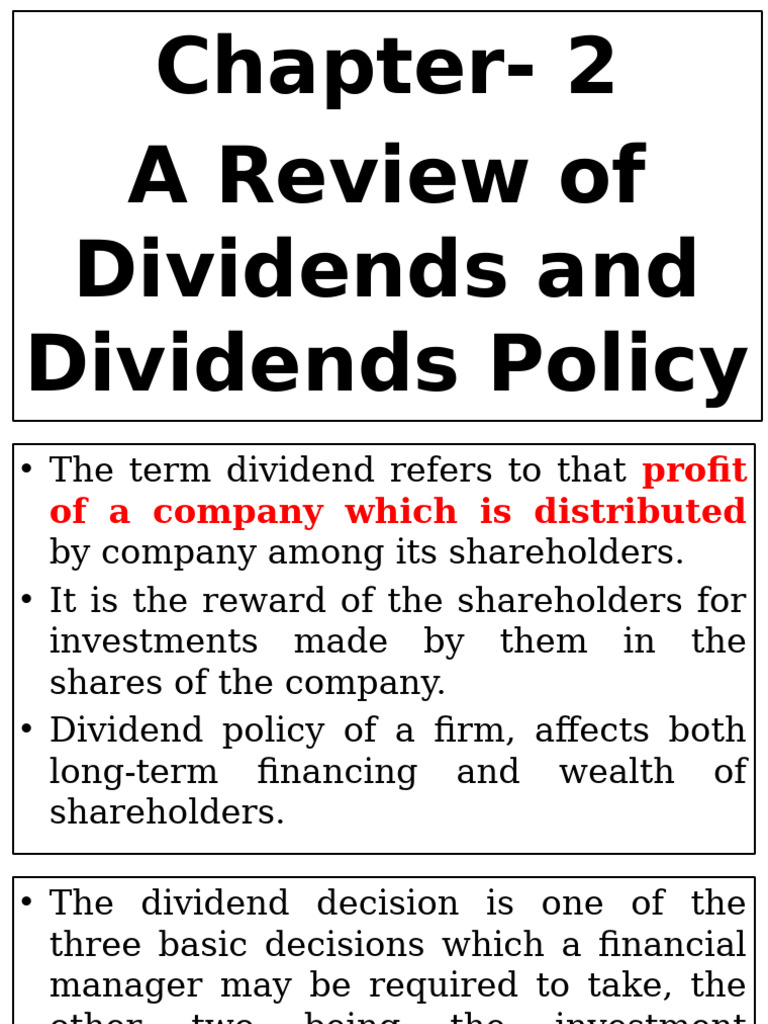 FM II, Chapter 2, A Review of Dividends and Dividends Policy | PDF | Dividend | Cost Of Capital