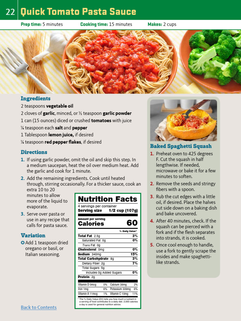 Cookbook Recipe - Quick Tomato Pasta Sauce | PDF | Teaspoon | Cooking