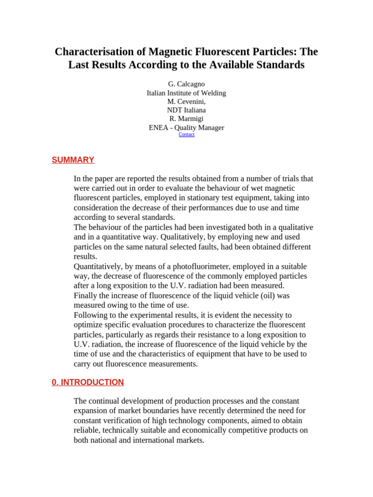 Characterisation of Magnetic Fluorescent Particles -The Last Results ...