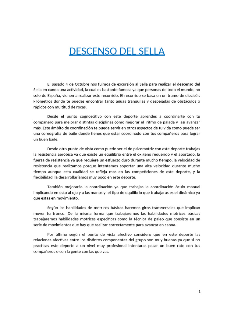 Descenso del Sella en Canoa: Experiencia y Beneficios | PDF | Deportes ...