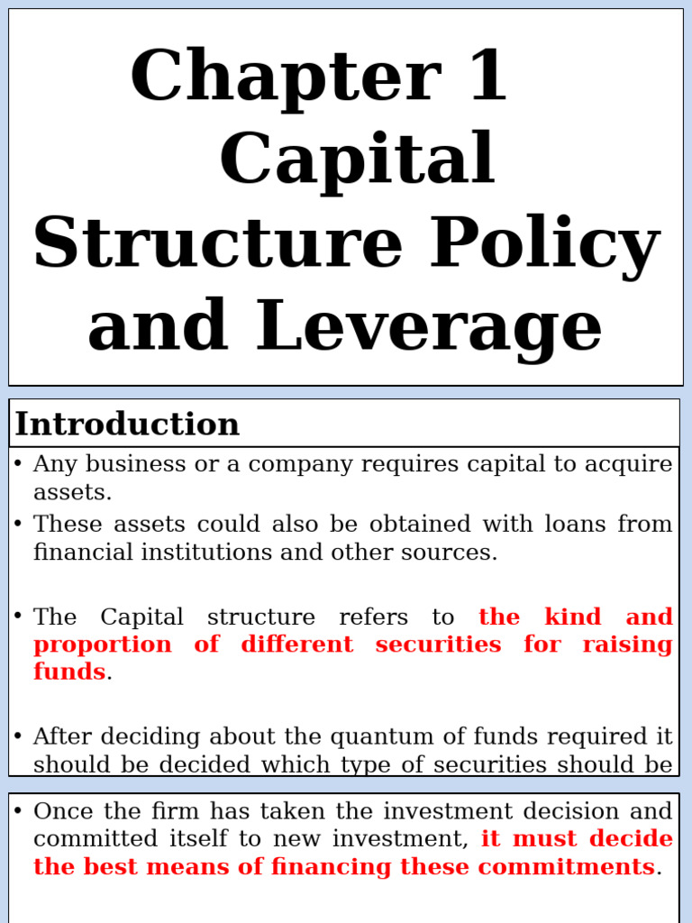 FM II Chapter 1, Capital Structure Policy and Leverage | PDF | Capital ...