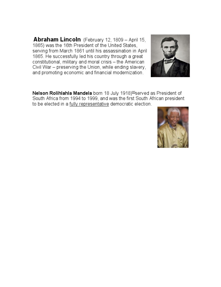 Abraham Lincoln | PDF | Politics | Travel