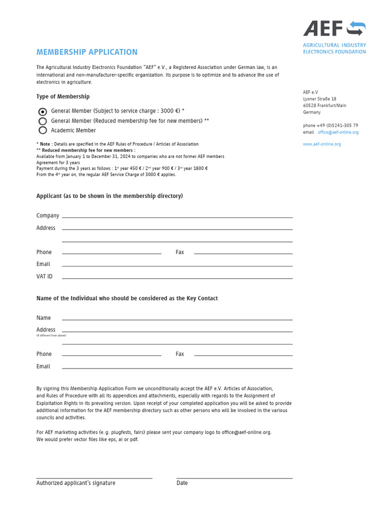 AEF Membership Application | PDF