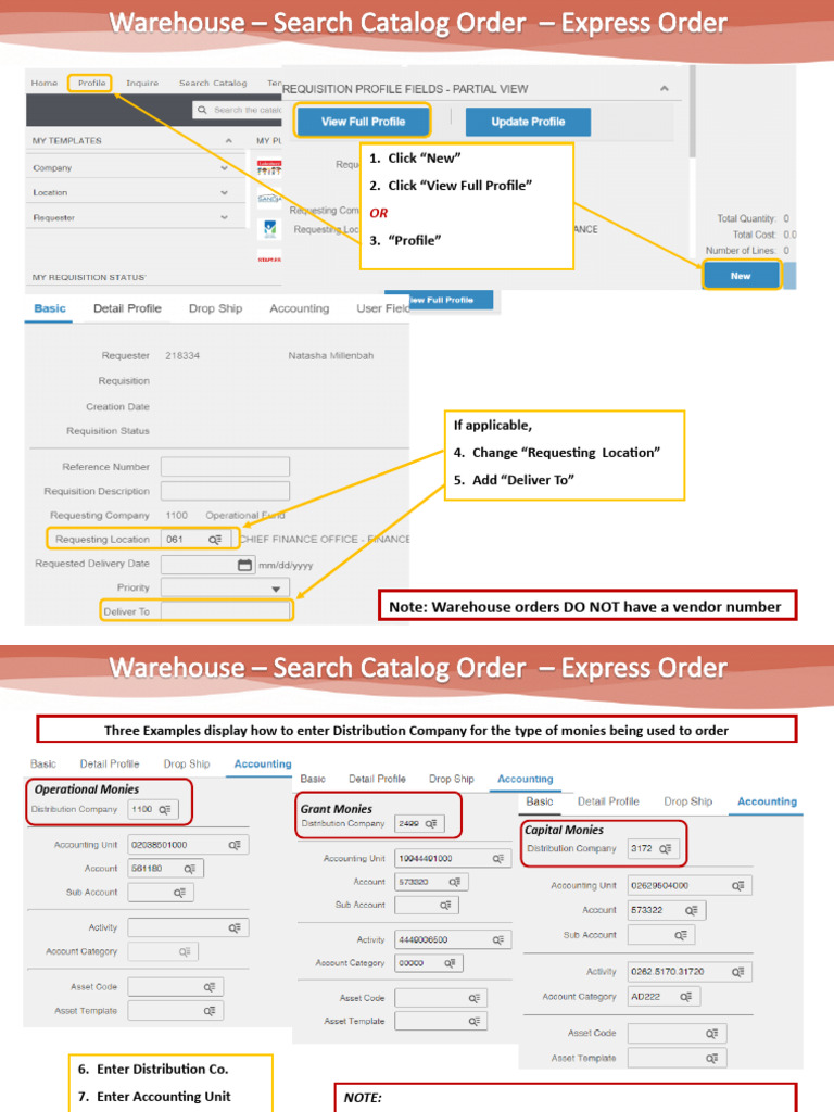 How To Enter Warehouse Order Express Order | PDF