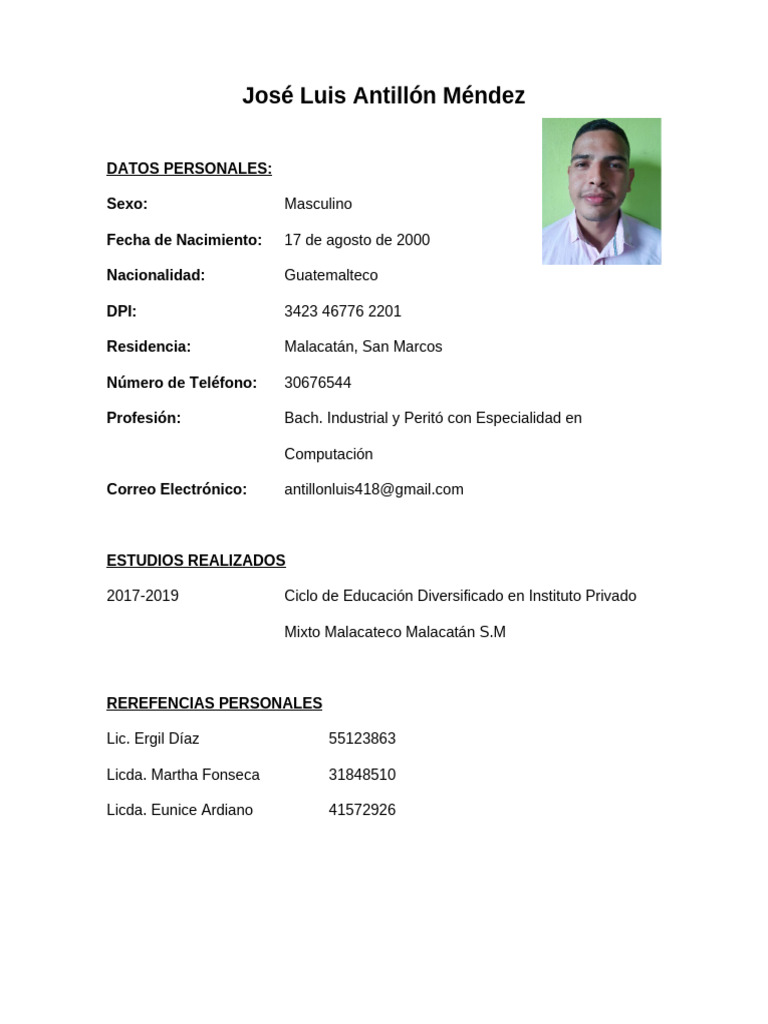 Curriculum Vitae Jose Luis[1] | PDF