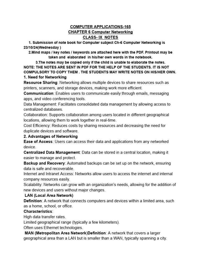 NETWORKING CLASS IX | PDF | Computer Network | Cloud Computing