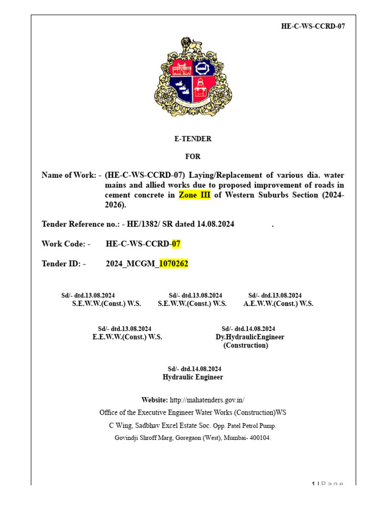 ETH - 8000073474 - Draft Tender | PDF