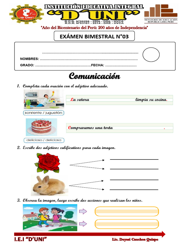 III Examen Bimestral Comunicación | PDF