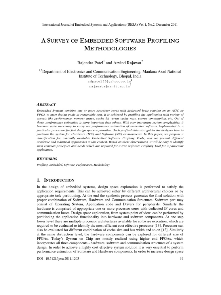 A Survey Of Embedded Software Profiling Methodologies Pdf Embedded