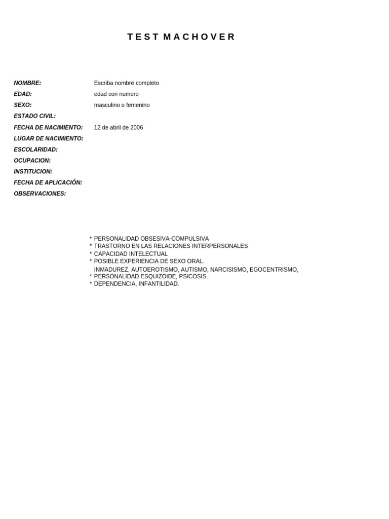 Test Machover | PDF | Ciencias sociales | Salud y bienestar