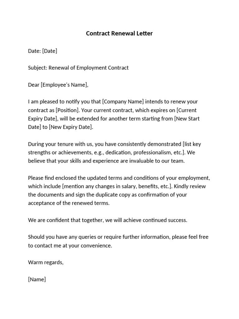 Contract Renewal Letter Format 2 | PDF