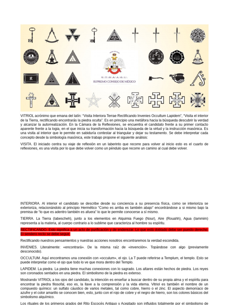 Significado de VITRIOL en Masonería | PDF | Platón | Alquimia