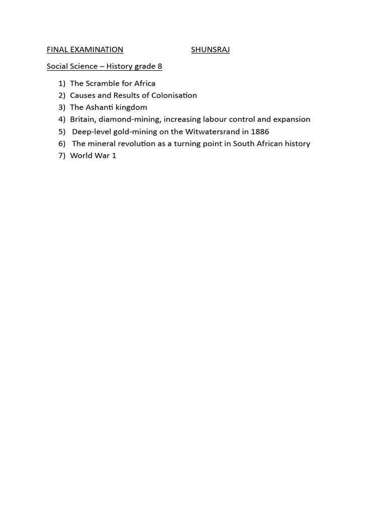 Grade 8 History Scope | PDF