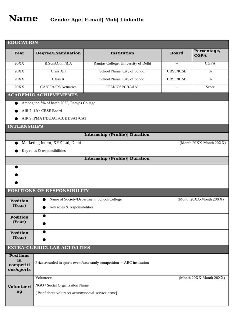 CV Format_Ramjas | PDF | Schools | Educational Assessment And Evaluation