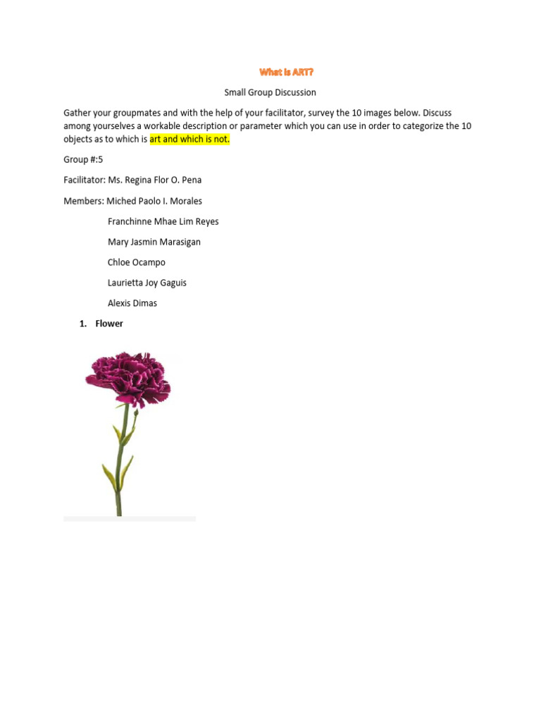 Art vs. Non-Art: Group Discussion Guide | PDF | Paintings | The Arts