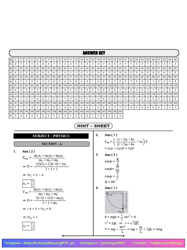 Practice Paper 1 Solution | PDF | Ph | Physical Quantities
