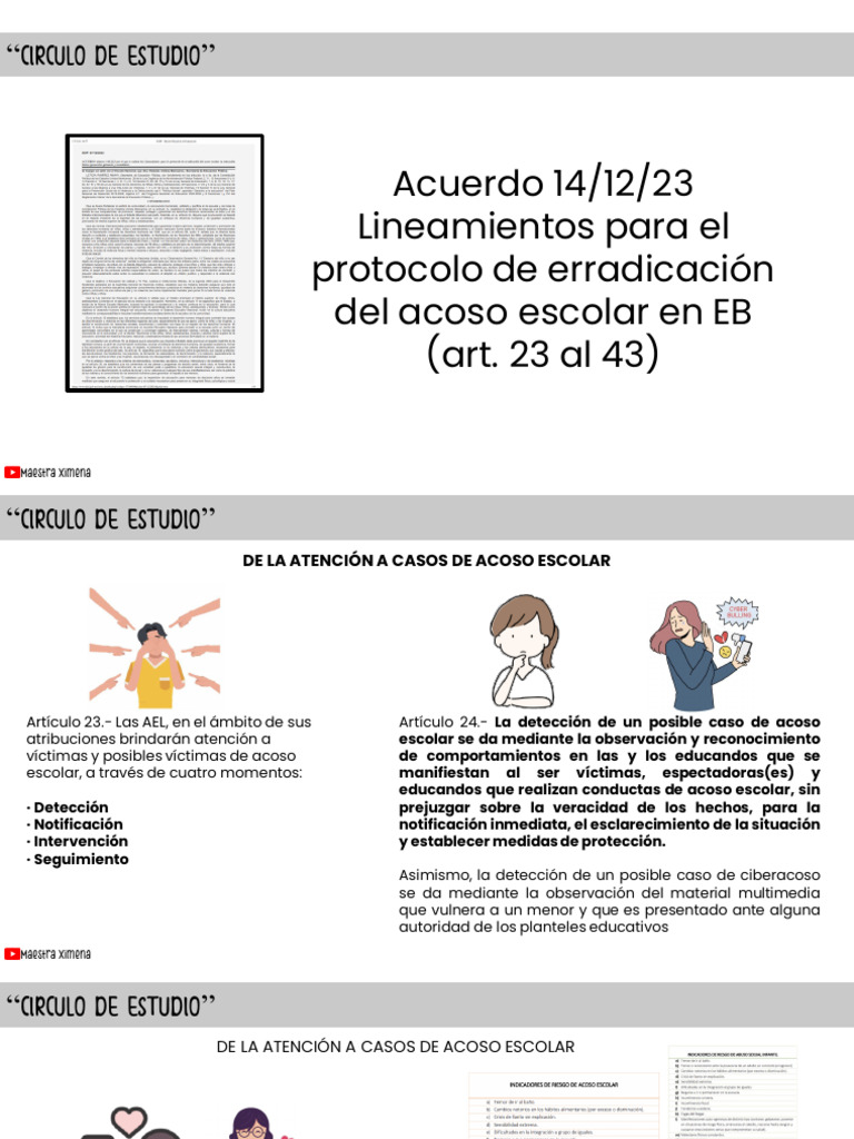 Acuerdo 14-12-23 Lineamientos para el protocolo de erradicación del acoso escolar en EB | PDF ...