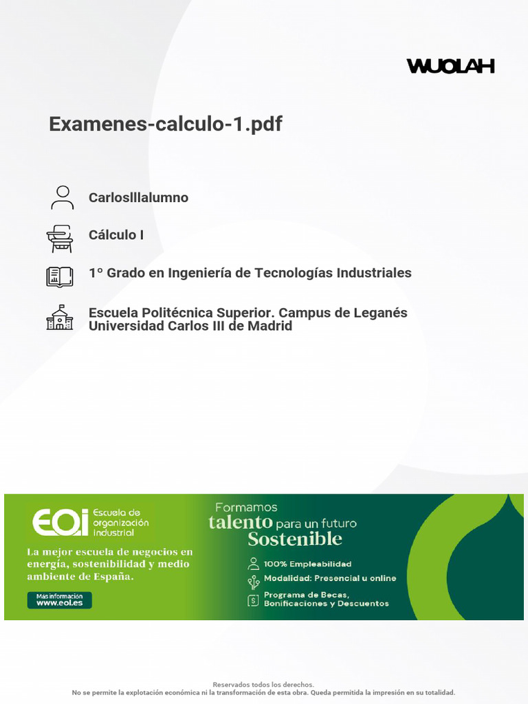 Wuolah Free Examenes Calculo 1 | PDF