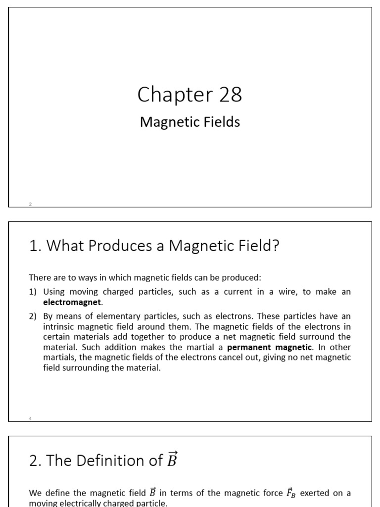 Chapter 28 | PDF | Magnetic Field | Magnetism