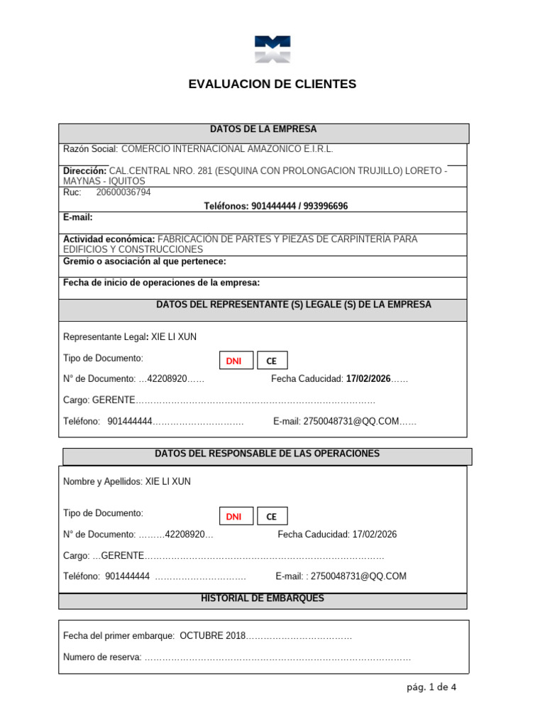 Evaluación Cliente Comercio Amazonico | PDF