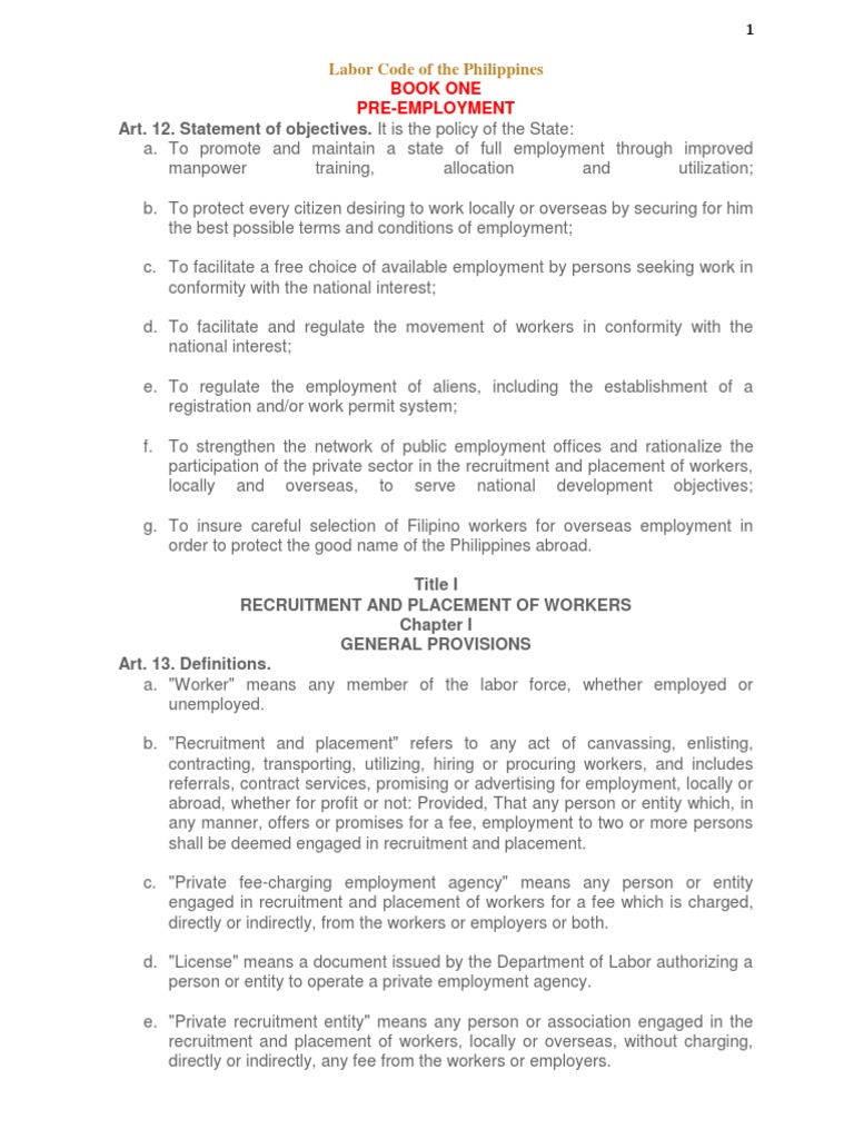 Labor Code of The Philippines | PDF | Apprenticeship | Labour Economics
