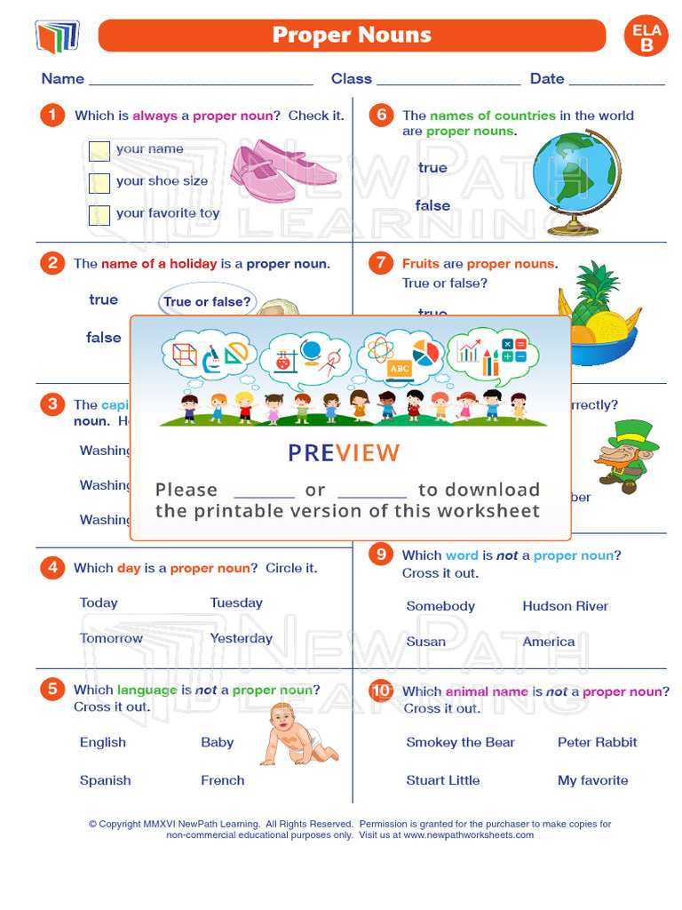 Worksheet Ela Grade 2 Proper Nouns 3 | PDF | Linguistics | Linguistic ...