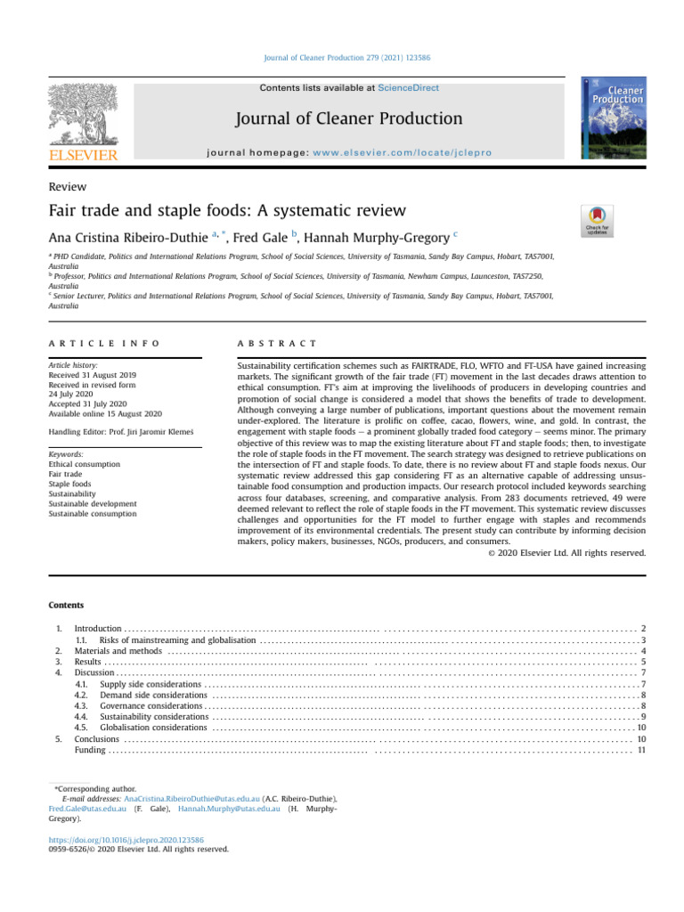 Fair Trade and Staple Foods A Systematic Review | PDF | Fair Trade ...