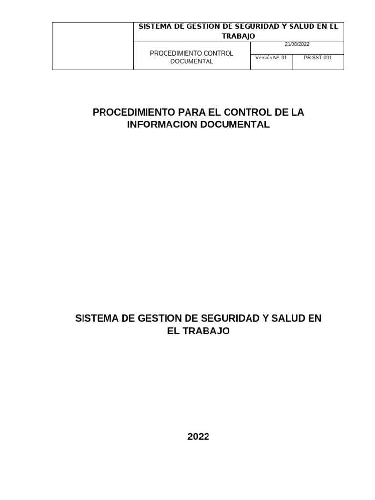 PR-SST-001 - Procedimiento - Control Documental | PDF | Gestión de registros | Business