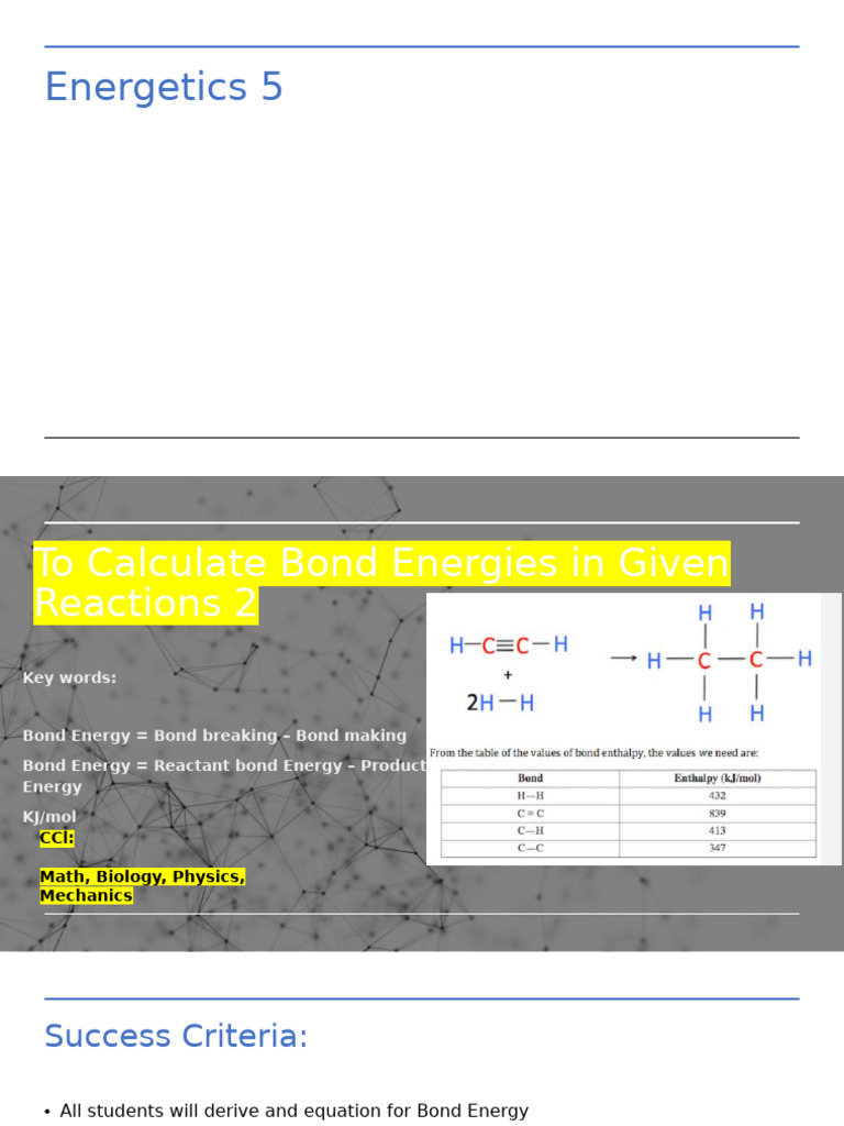 Chemical Energetics 5 Bond Energy Calculations 2 | PDF