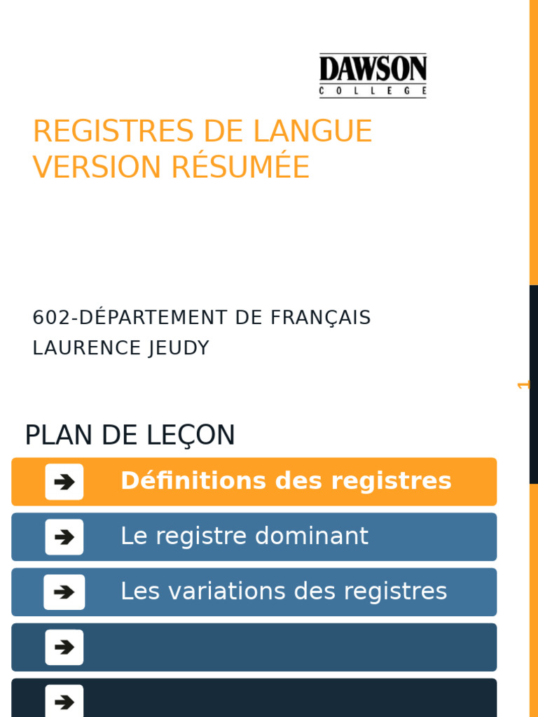Les Registres de Langue en Français | PDF | Communication humaine ...
